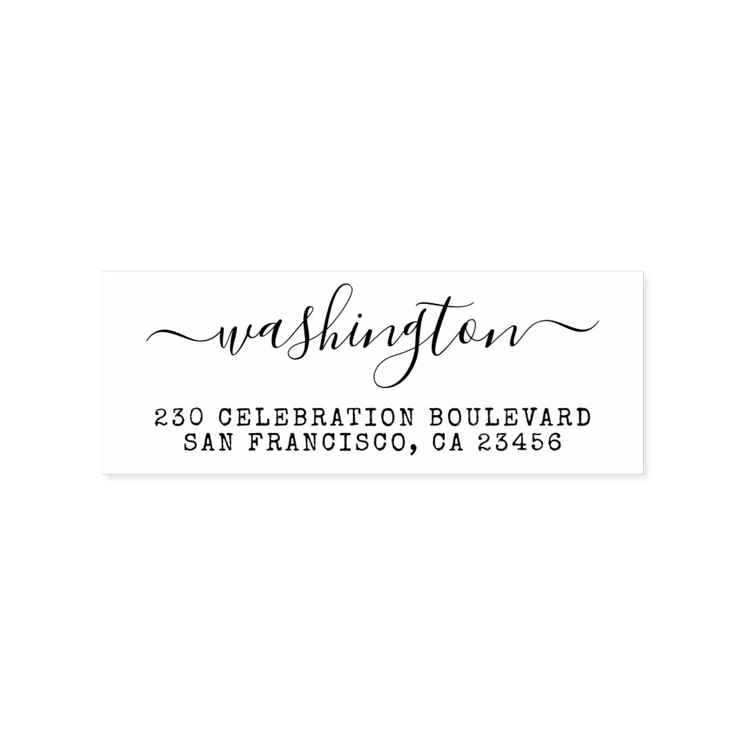 Vintage Calligraphy Return Address Rubber Stamp | Zazzle