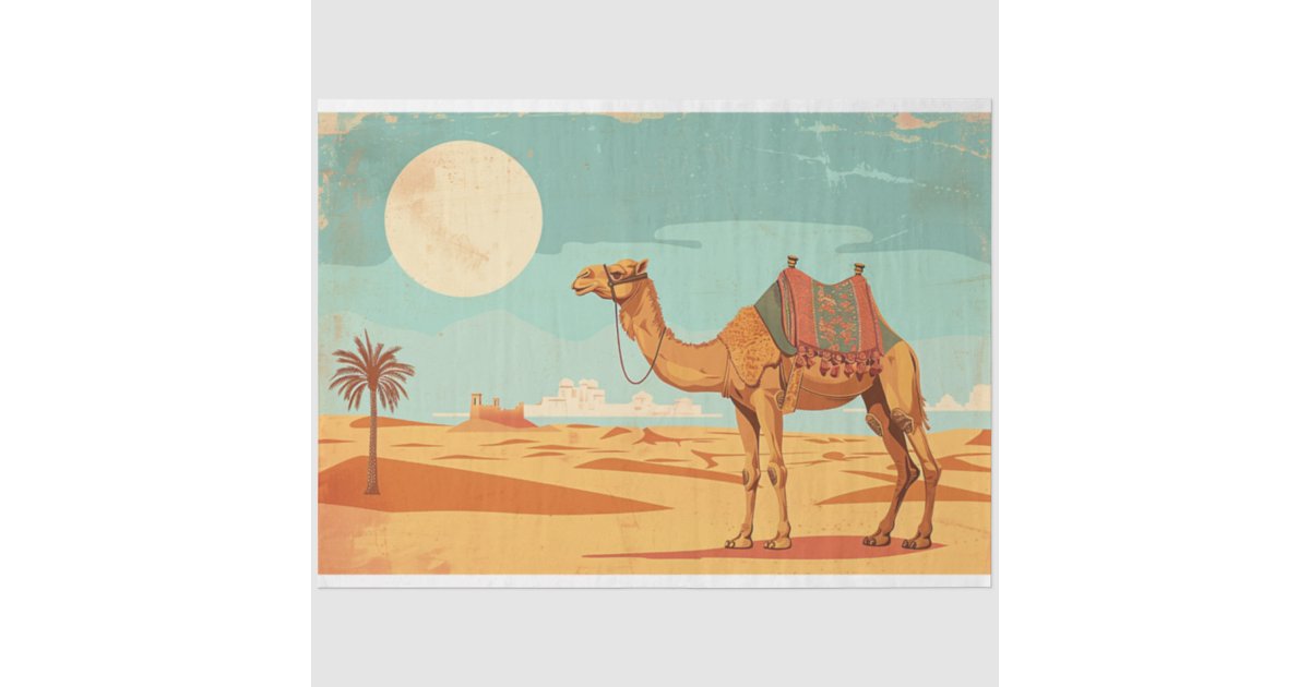 Vintage Camel Poster Furniture Decoupage Tissue Paper | Zazzle