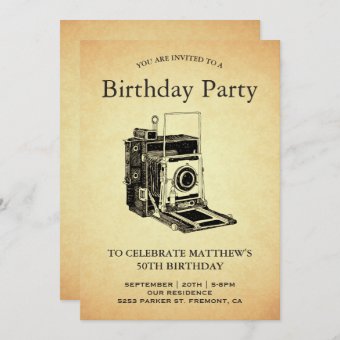 Vintage Camera Birthday Party Invitation | Zazzle
