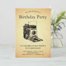 Vintage Camera Birthday Party Invitation | Zazzle