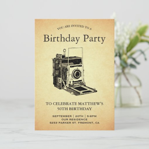 Vintage Camera Birthday Party Invitation | Zazzle