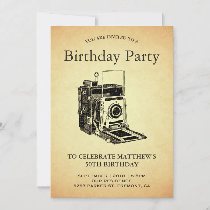 Vintage Camera Birthday Party Invitation | Zazzle