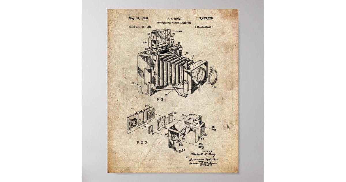 Vintage Camera Patent Poster | Zazzle