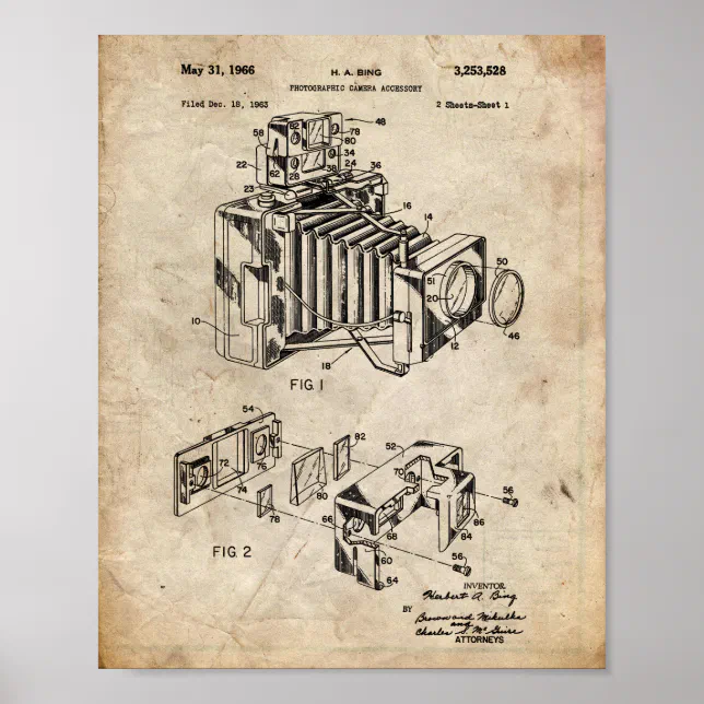 Vintage Camera Patent Poster | Zazzle
