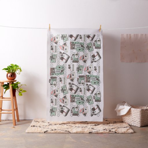 Vintage Camera Pattern Cotton Fabric | Zazzle