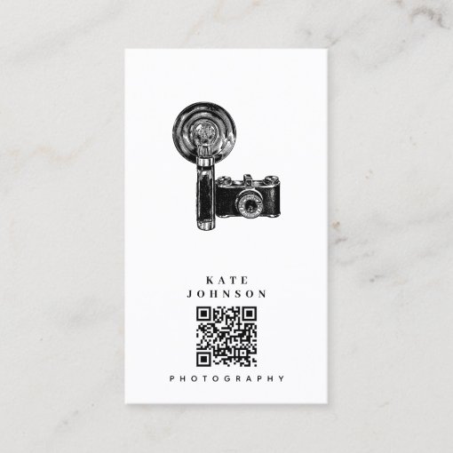 Vintage Camera Photography Social Media QR Code Business Card | Zazzle