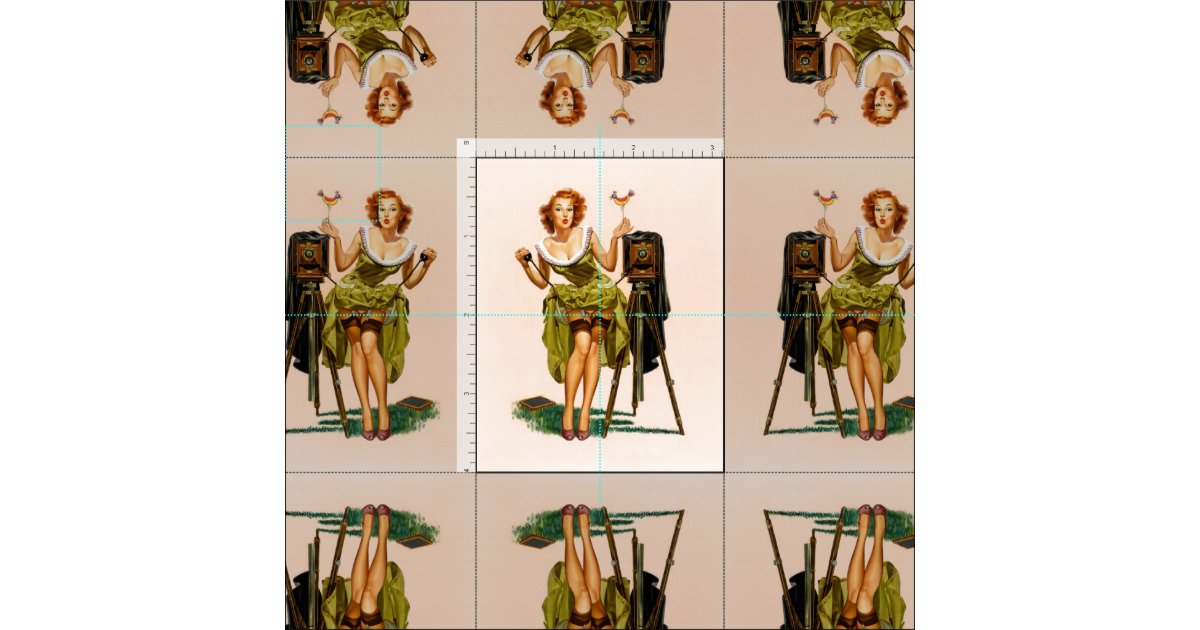 Vintage Camera Pinup girl Fabric | Zazzle