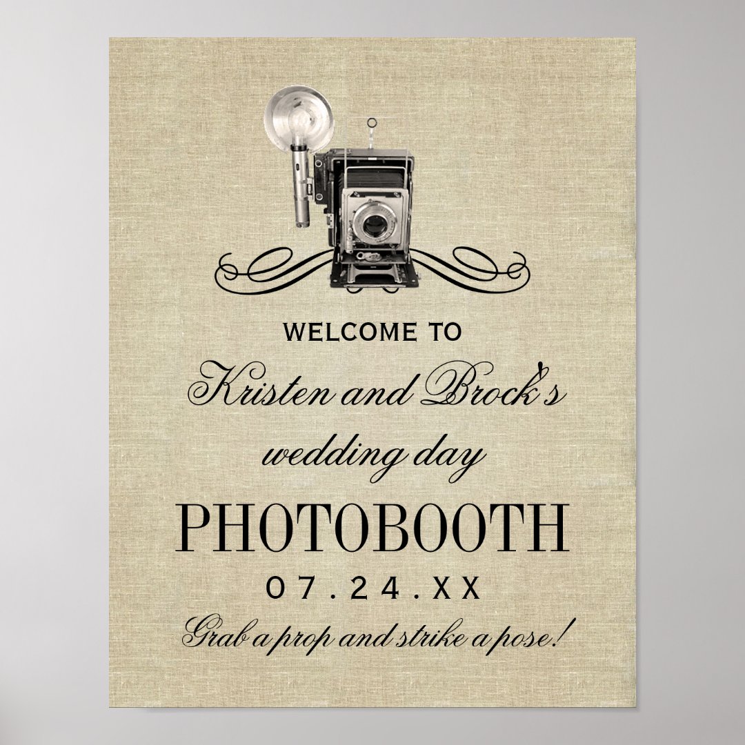 Vintage Camera Rustic Wedding Photobooth Sign | Zazzle