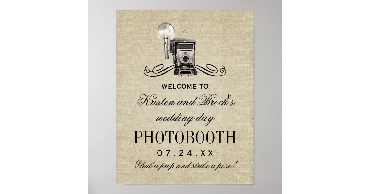 Vintage Camera Rustic Wedding Photobooth Sign | Zazzle