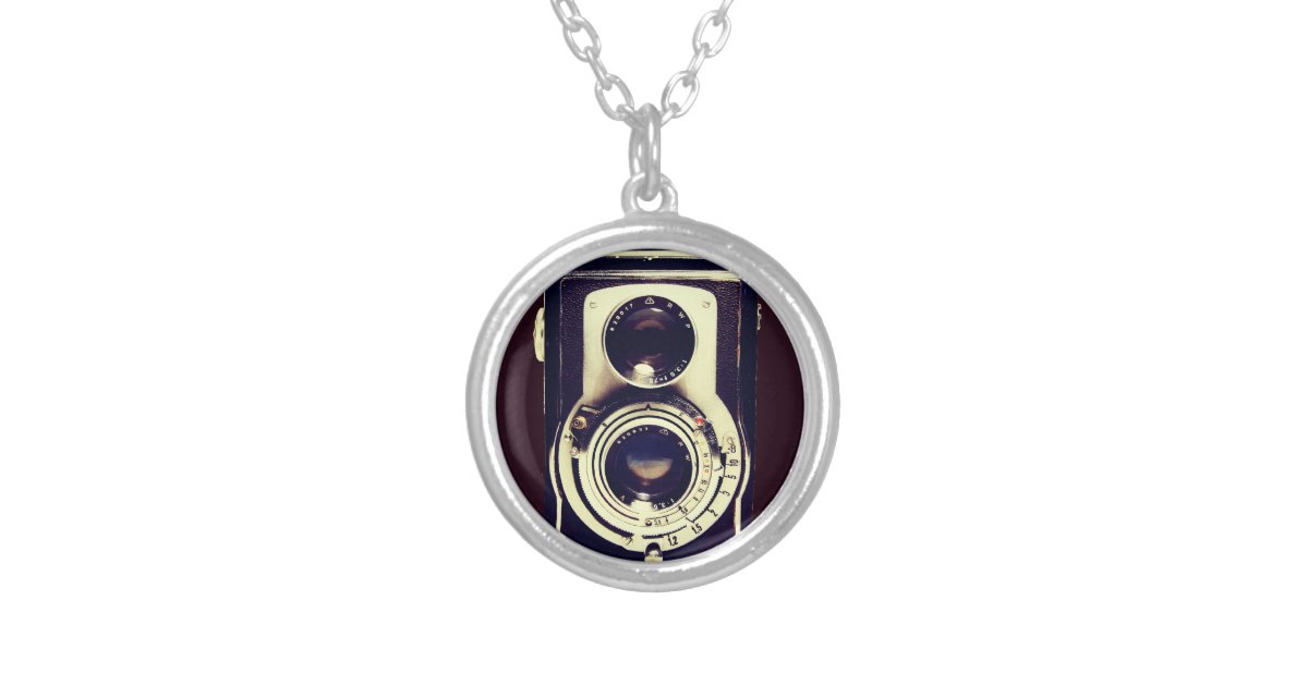 Vintage camera silver plated necklace | Zazzle