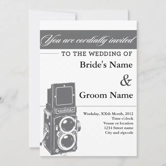 Vintage Camera Wedding Invitation | Zazzle