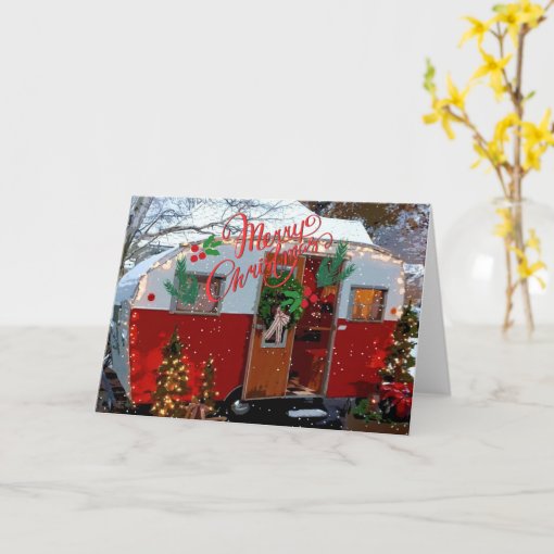 Vintage Camper Christmas Card | Zazzle