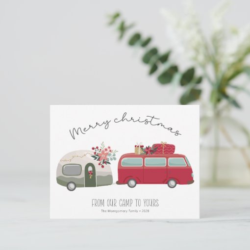 Vintage Camper Christmas Tree | Christmas Card | Zazzle