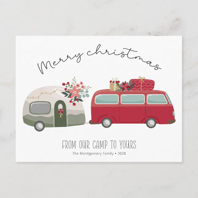 Vintage Camper Christmas Tree | Christmas Card | Zazzle