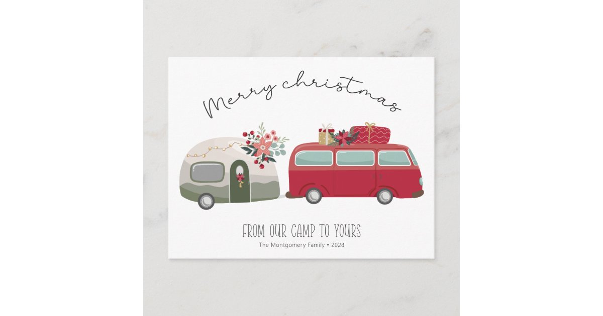 Vintage Camper Christmas Tree | Christmas Card | Zazzle