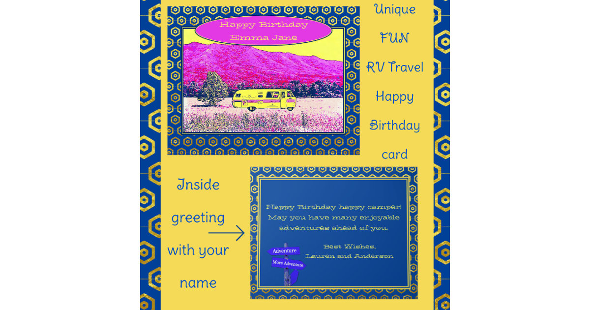 Vintage Camper Van Happy Birthday Happy Camper Card | Zazzle