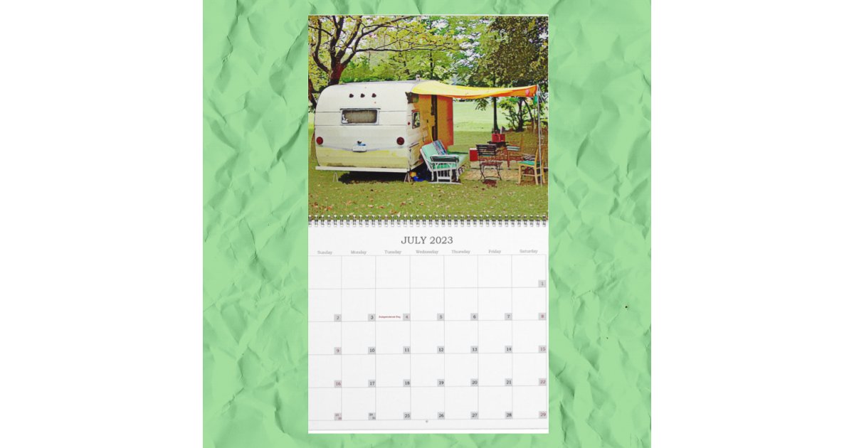 Vintage Campers Happy Camping 2023 Calendar | Zazzle