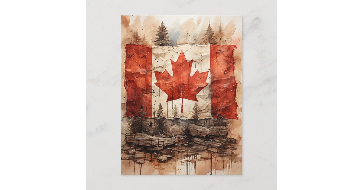 Vintage Canadian Flag Postcard | Zazzle
