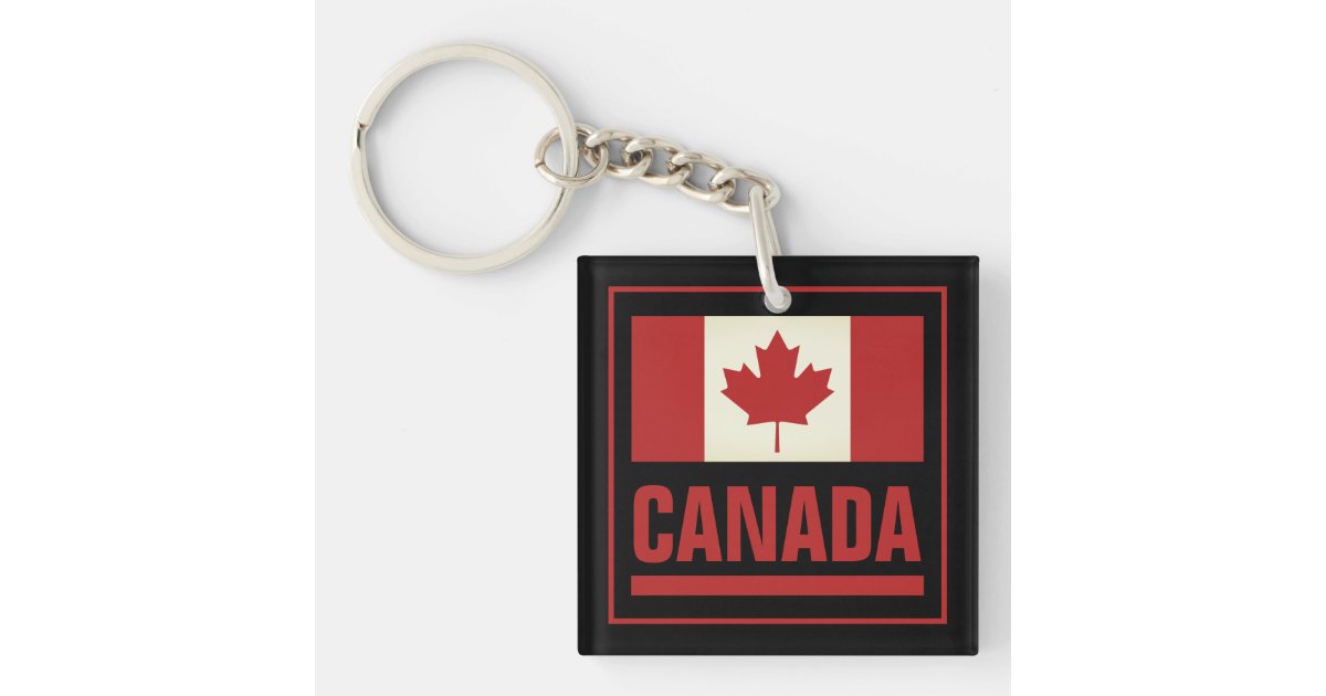 Vintage Canadian maple leaf flag of Canada Keychain | Zazzle