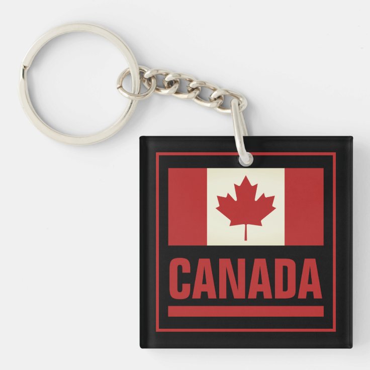 Vintage Canadian maple leaf flag of Canada Keychain | Zazzle