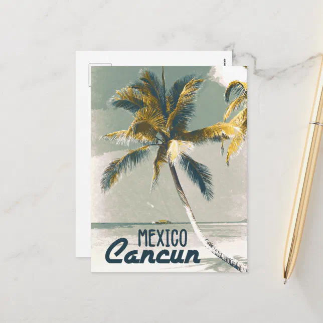 Vintage Cancun Mexico Poster Art Travel Holiday Postcard | Zazzle