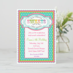 Vintage Candy Parlor Birthday Invitations | Zazzle
