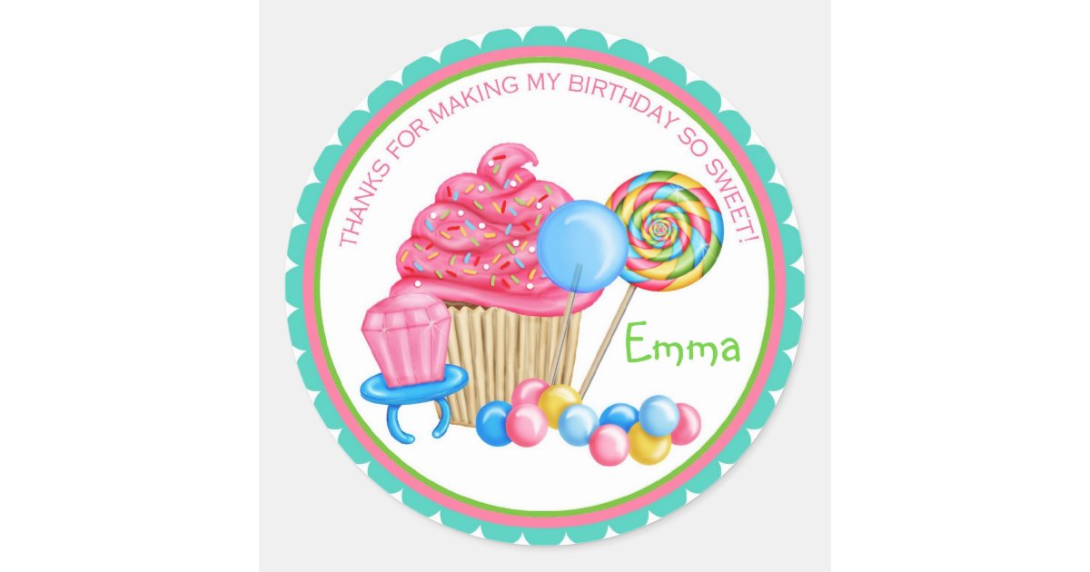 Vintage Candy Parlor Birthday Stickers | Zazzle
