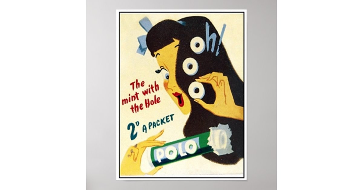 Vintage Candy - The Mint with The Hole Polo Ad Poster | Zazzle