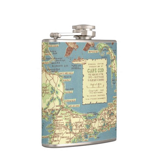 Vintage Cape Cod Map (1940) Flask | Zazzle