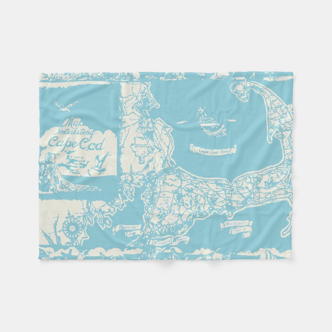 Vintage Cape Cod Map Fleece Blanket | Zazzle