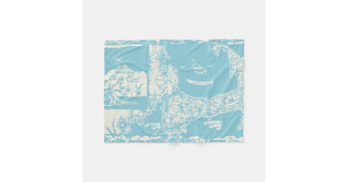 Vintage Cape Cod Map Fleece Blanket | Zazzle