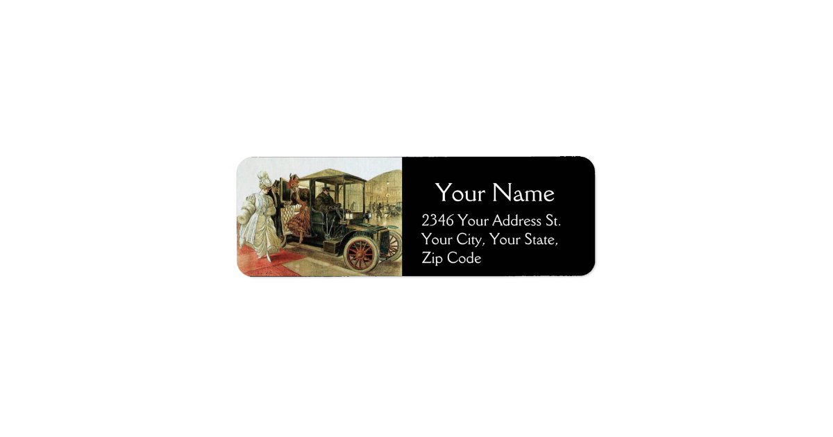 VINTAGE CAR AND ELEGANT LADIES CLASSIC AUTO Black Label | Zazzle