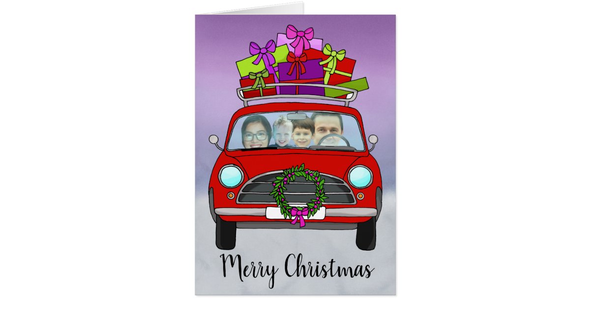 Vintage Car Christmas customizable photo card | Zazzle