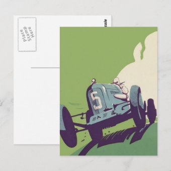 Vintage car racing postcard | Zazzle