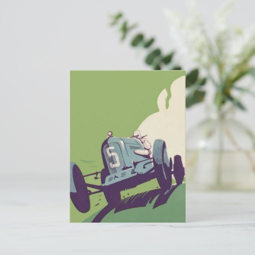 Vintage car racing postcard | Zazzle