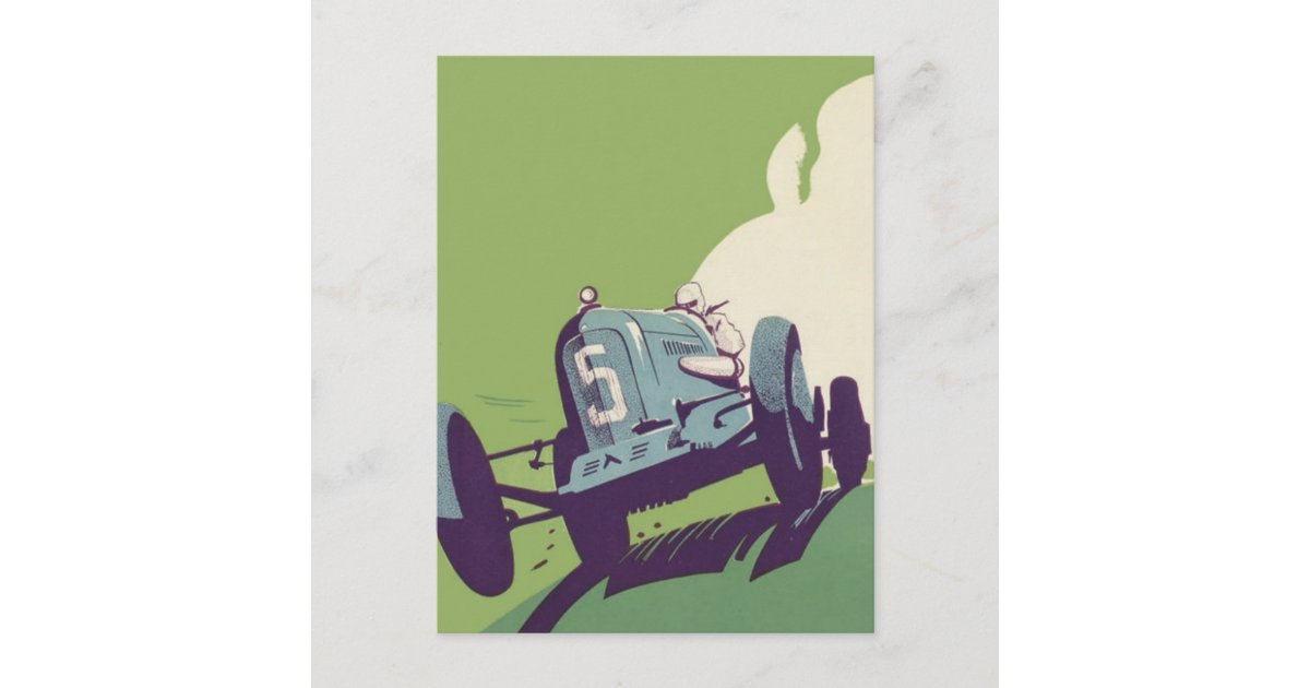 Vintage car racing postcard | Zazzle