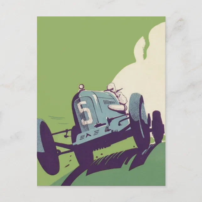 Vintage car racing postcard | Zazzle