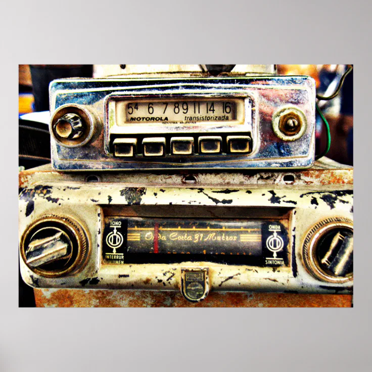 Vintage car radios poster | Zazzle