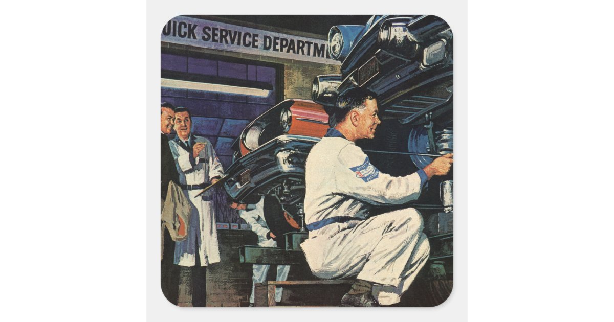 Vintage Car Repair Service Business Auto Mechanic Square Sticker | Zazzle
