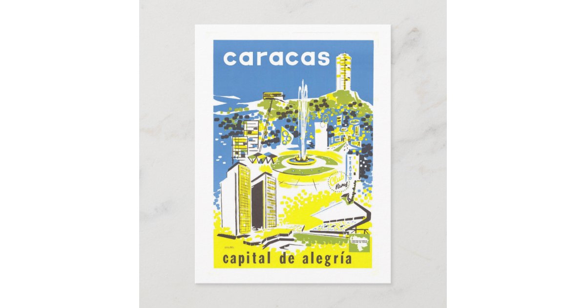 Vintage Caracas, Venezuela, Travel Poster Postcard | Zazzle