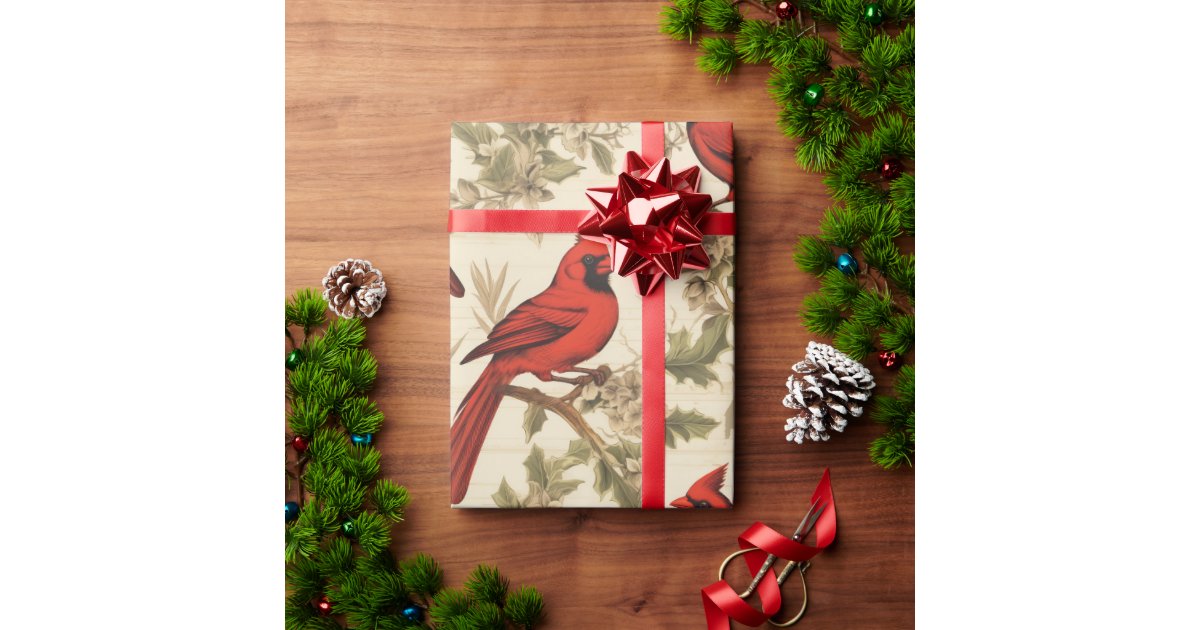 Vintage Cardinal Design Wrapping Paper | Zazzle