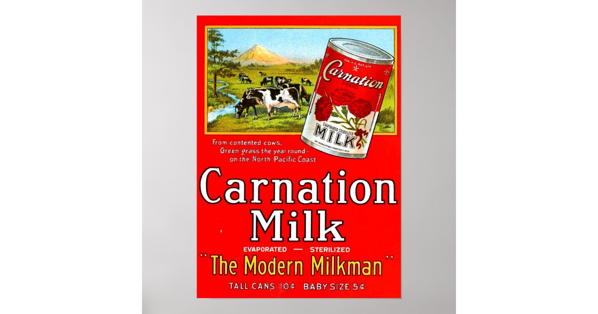 Vintage Carnation Milk Retro Poster | Zazzle