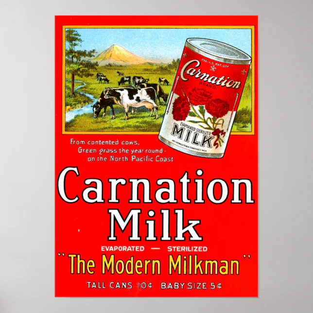 Vintage Carnation Milk Retro Poster | Zazzle