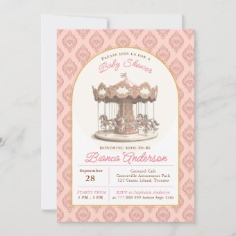Vintage Carousel Baby Shower Invite | Zazzle