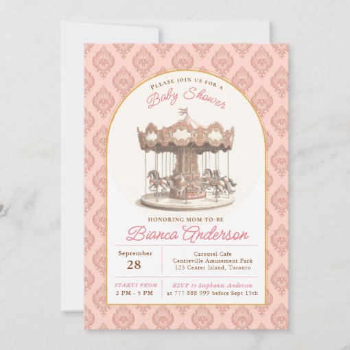 Vintage Carousel Baby Shower Invite | Zazzle