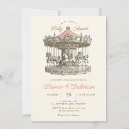 Vintage Carousel Baby Shower Invite 2 | Zazzle