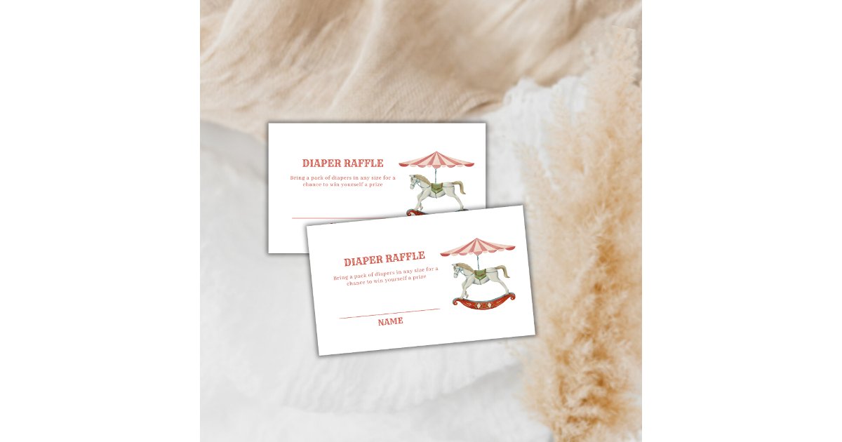 Vintage Carousel Circus Diaper Raffle Baby Shower Enclosure Card | Zazzle
