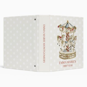Vintage Carousel Horses Baby's 1st Year 3 Ring Binder | Zazzle