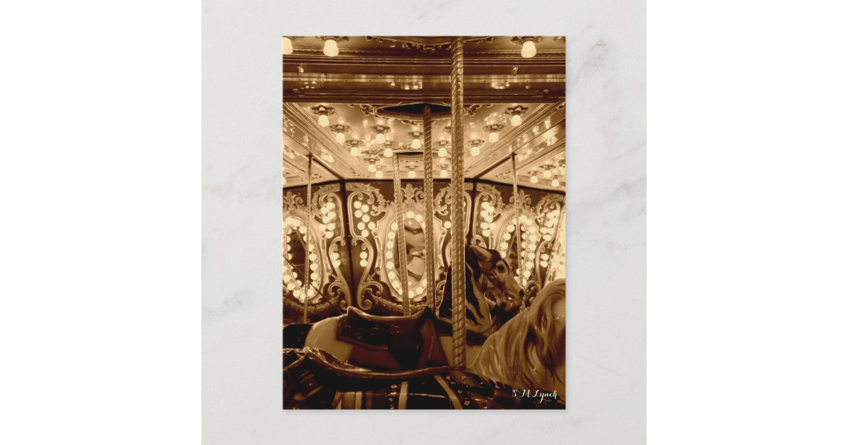 Vintage Carousel Postcard | Zazzle