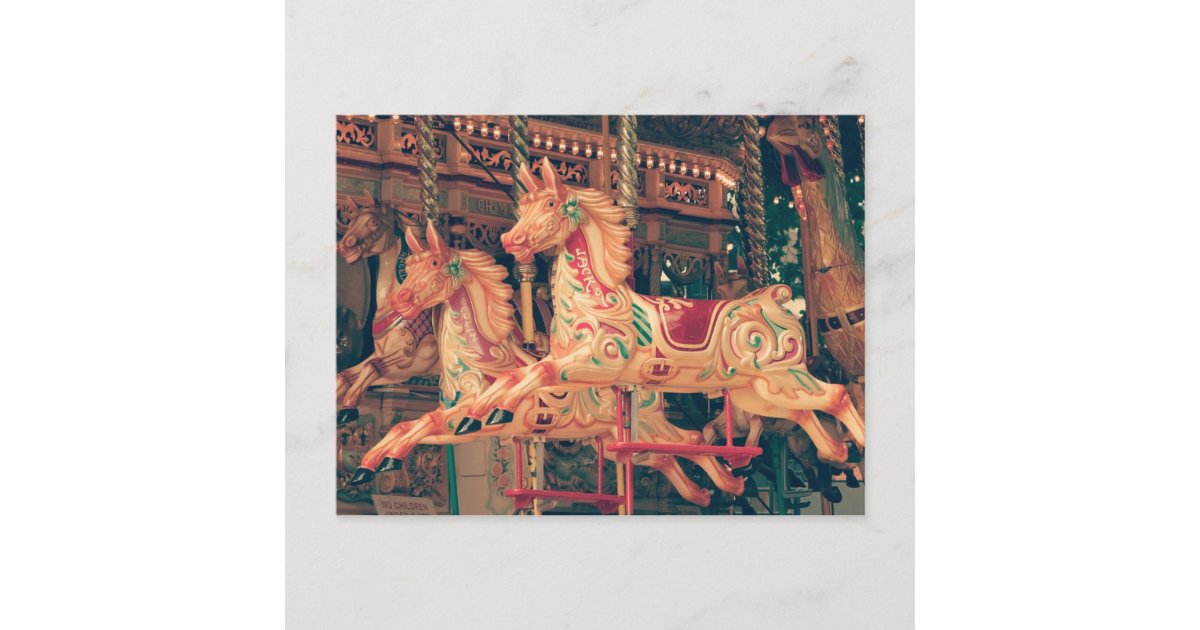Vintage Carousel Postcard | Zazzle